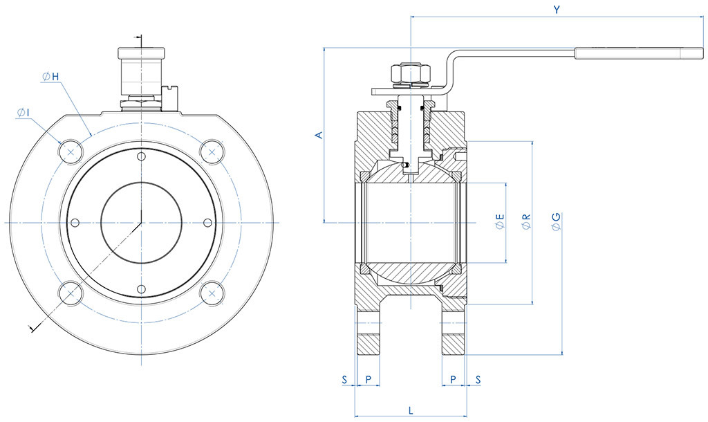 Stark Wafer Pn 16 40 Stainless Steel Ball Valve Omal Pascal Control